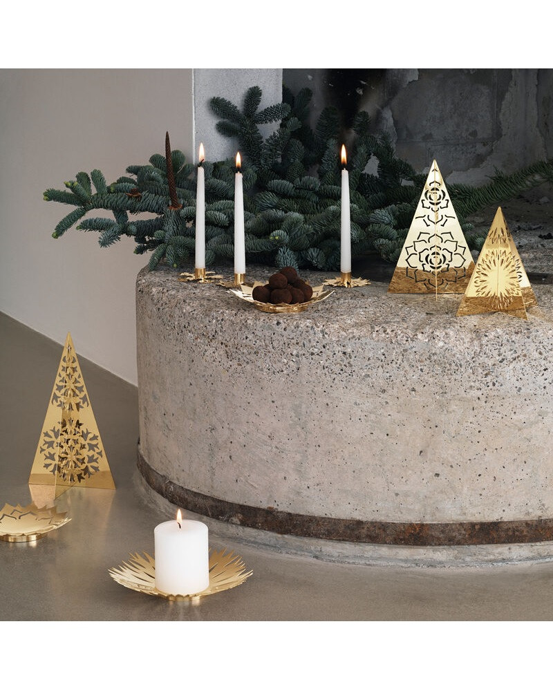 Georg Jensen julepynt - Sampak med 3 forgyldte juletræer